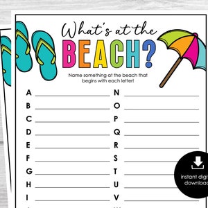 What's at the Beach? Vocabulary Vacation Game for Kids and Adults, A-Z ...