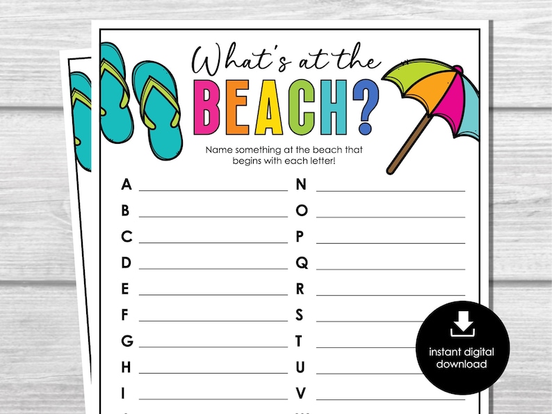 What's at the Beach? Vocabulary Vacation Game for Kids and Adults, A-Z ...