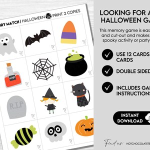 Halloween Matching Game, Spooky Matching Game, Halloween Party Kids ...