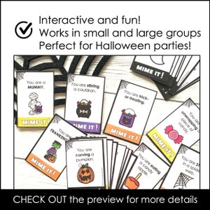 Halloween Charades Game Cards for Kids, Printable Charades Party Game ...