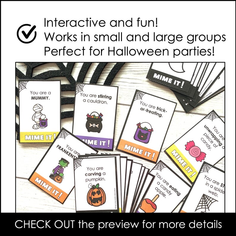 Halloween Charades Game Cards for Kids, Printable Charades Party Game ...
