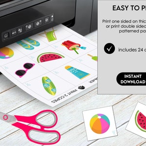 Summer Memory Match Game, Summer Matching Game, Beach Theme Kids Memory ...