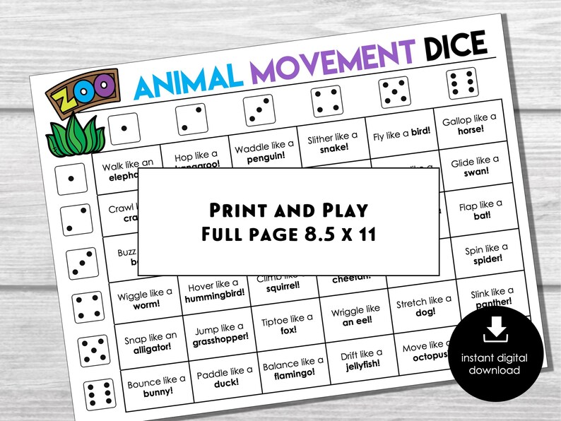 Animal Movement | Dice Game for Kids | Miming Game | Icebreaker Game ...