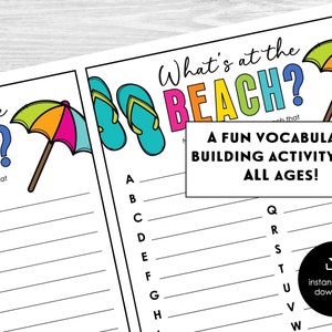 What's at the Beach? Vocabulary Vacation Game for Kids and Adults, A-Z ...