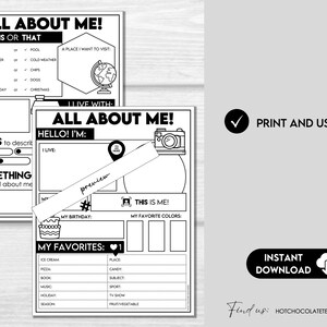 All About Me Printable, First Day of School Introduction Page, All ...