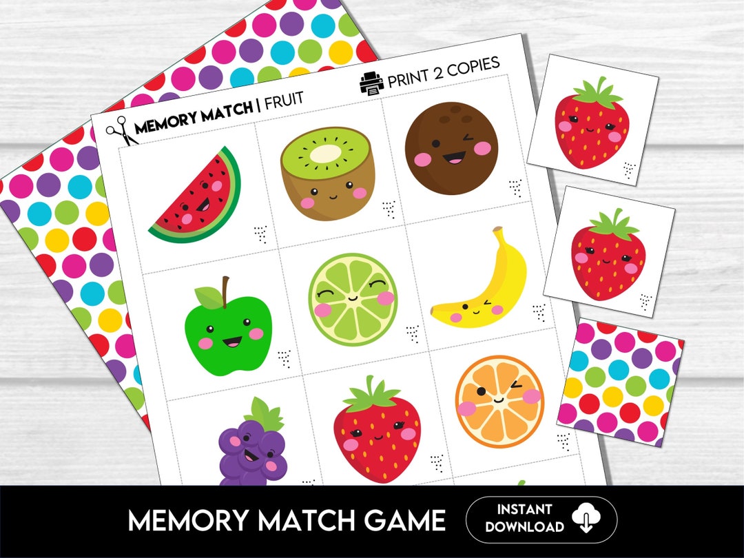 Fruit Memory Match Game, Matching Game, Fruit Theme Kids Memory Game ...