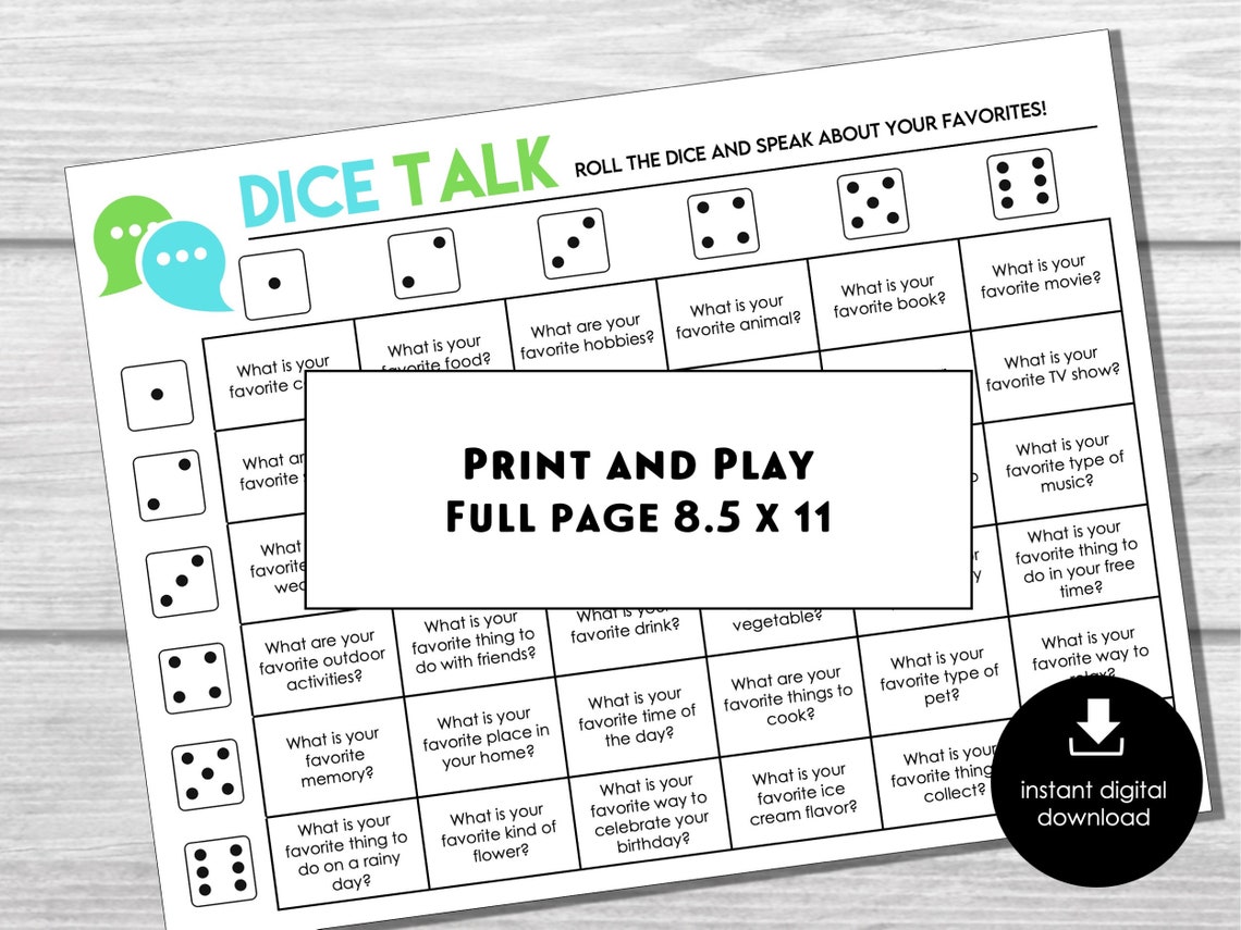 Your Favorites | Dice Breakers Roll and Speak Game | Table Talk Dice ...