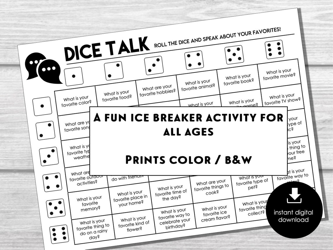 Your Favorites | Dice Breakers Roll and Speak Game | Table Talk Dice ...