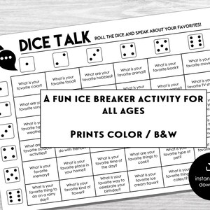 Your Favorites | Dice Breakers Roll and Speak Game | Table Talk Dice ...