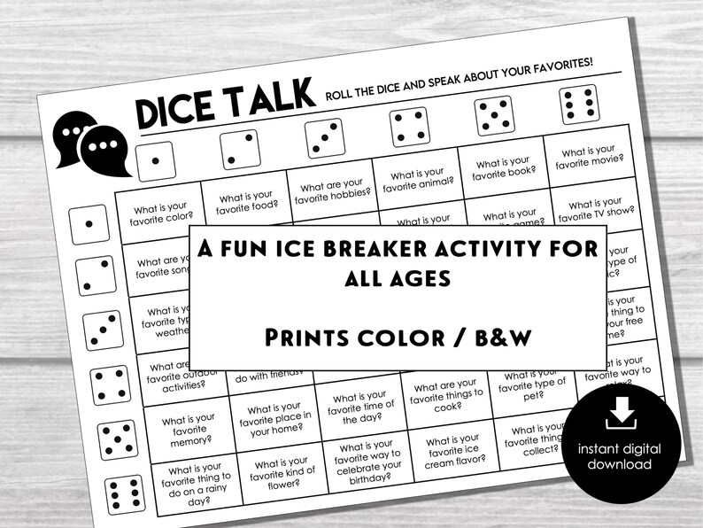 Your Favorites | Dice Breakers Roll and Speak Game | Table Talk Dice ...