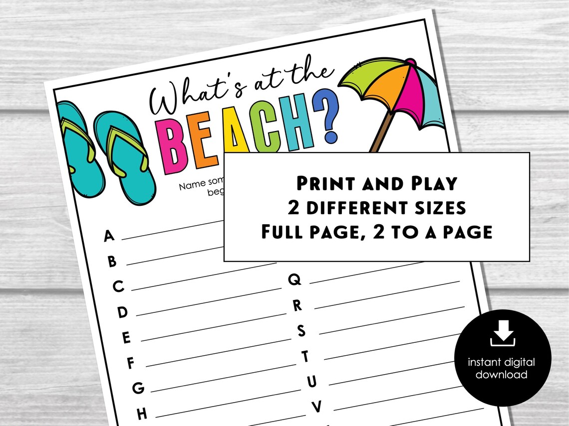 What's at the Beach? Vocabulary Vacation Game for Kids and Adults, A-Z ...