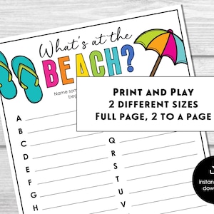 What's at the Beach? Vocabulary Vacation Game for Kids and Adults, A-Z ...