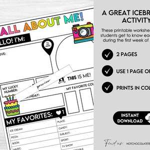 ALL ABOUT ME Worksheets for Kids, Back to School, Writing Prompts for ...