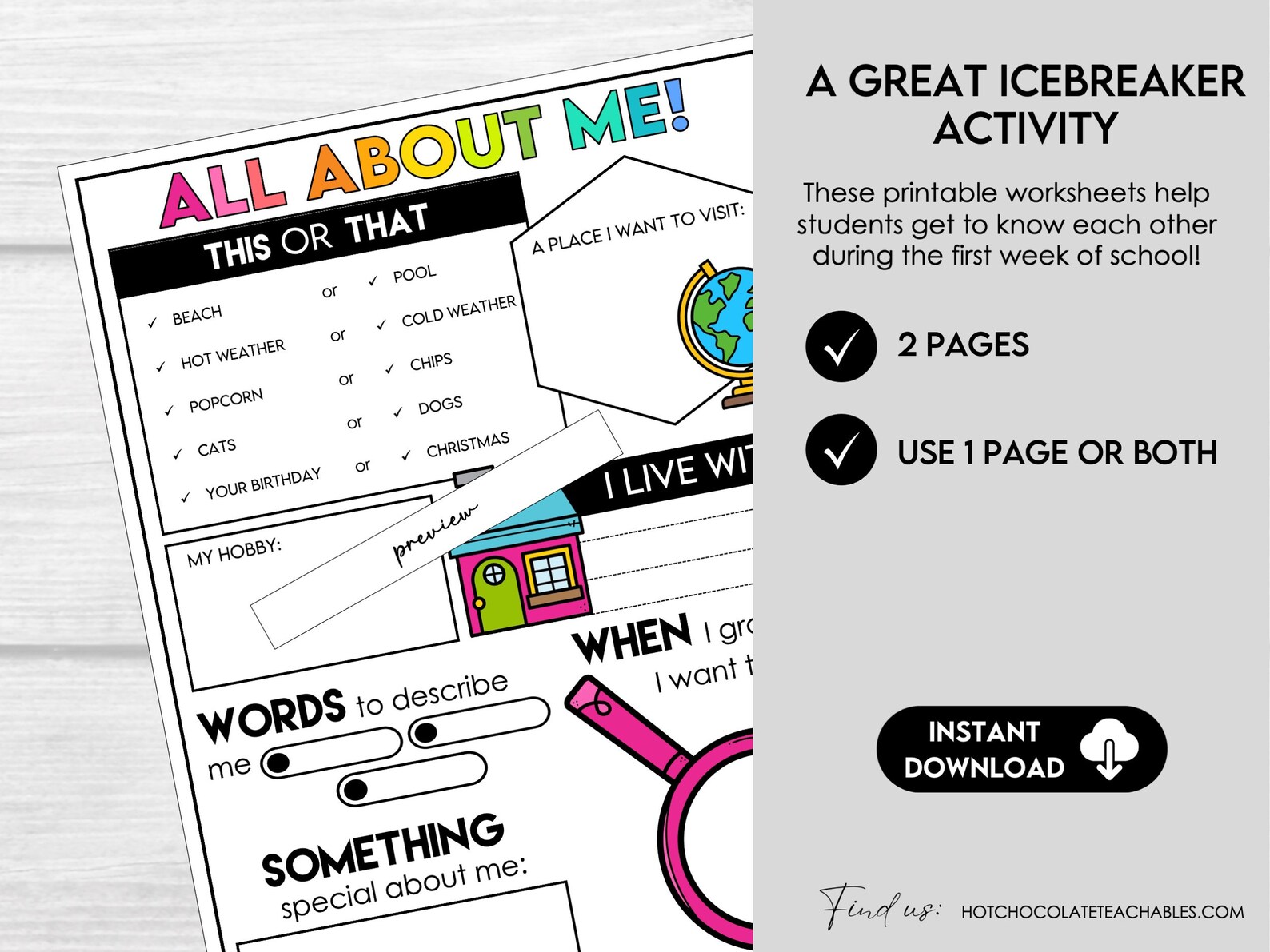 ALL ABOUT ME Worksheets for Kids, Back to School, Writing Prompts for ...