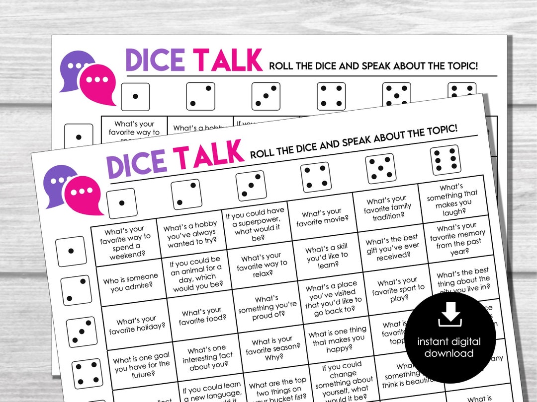 Icebreakers | Dice Talk Roll and Speak Game | Table Talk Dice ...