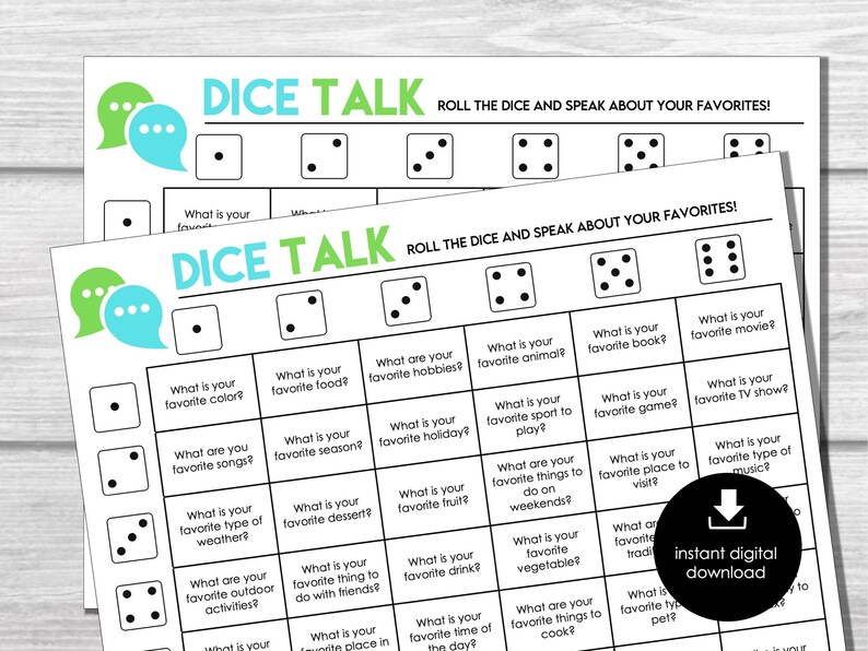 Your Favorites Dice Breakers Roll and Speak Game Table Talk Dice ...