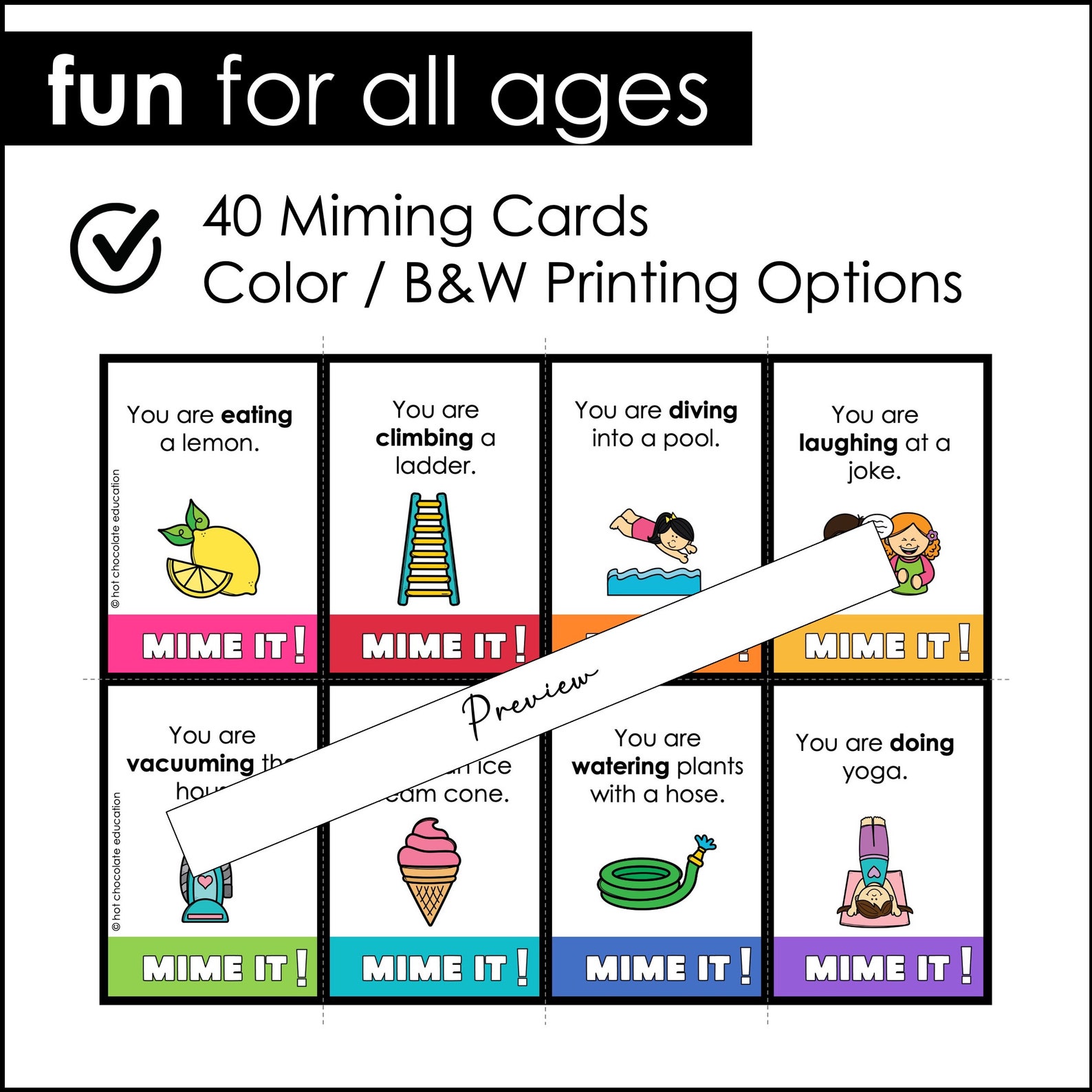 Charades Game Cards for Kids, Printable Charades Party Game, Act It Out ...