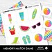 Summer Memory Match Game, Summer Matching Game, Beach Theme Kids Memory ...