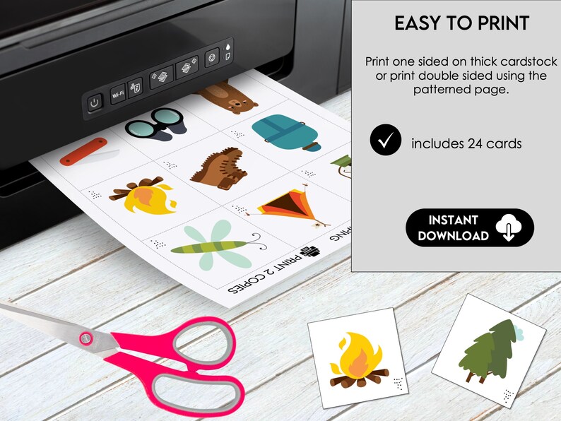 Camping Memory Match Printable - Fun Summer Camp Kid Games - Road Trip ...