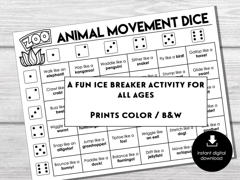 Animal Movement | Dice Game for Kids | Miming Game | Icebreaker Game ...