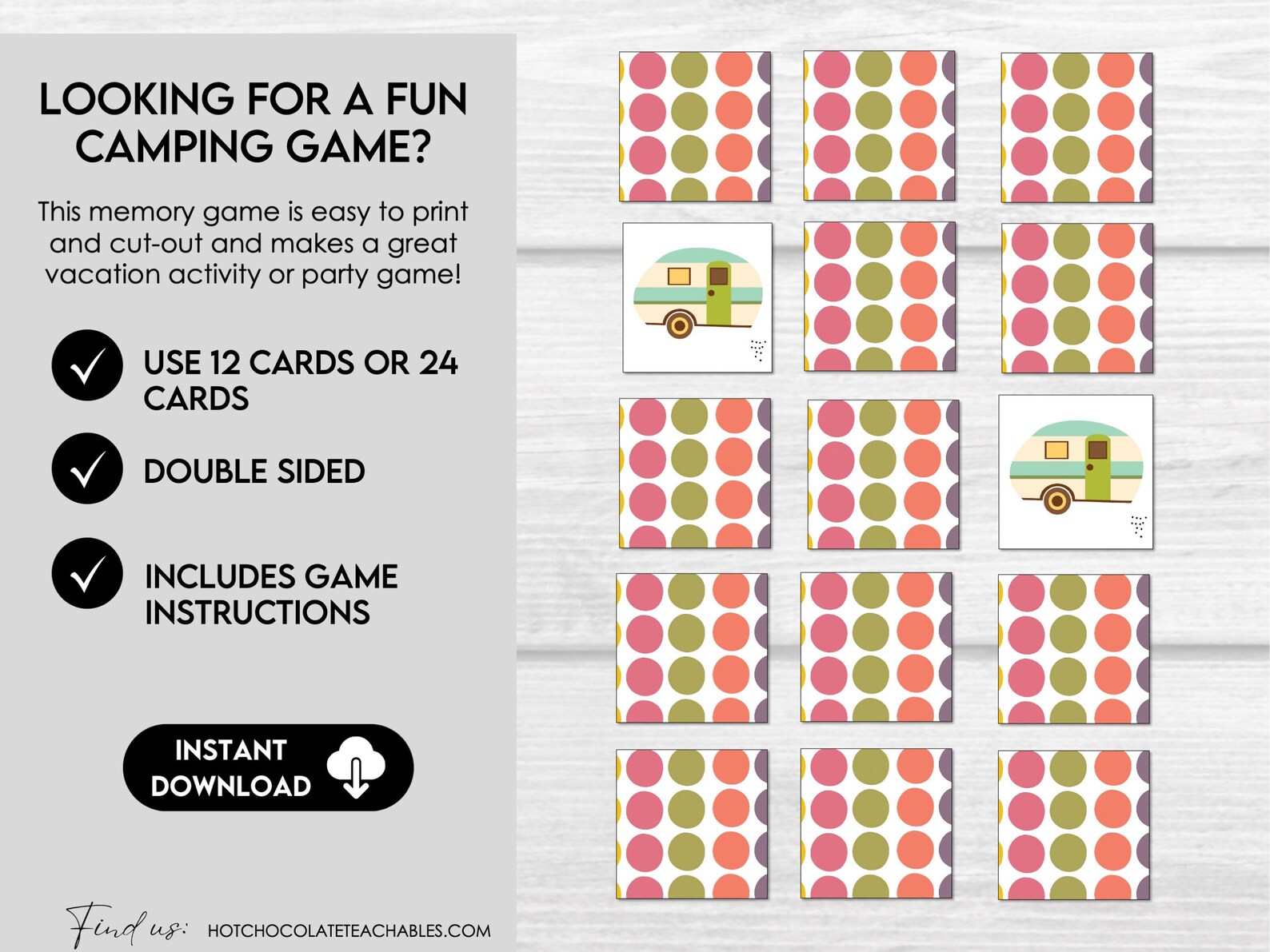 Camping Memory Match Printable - Fun Summer Camp Kid Games - Road Trip ...