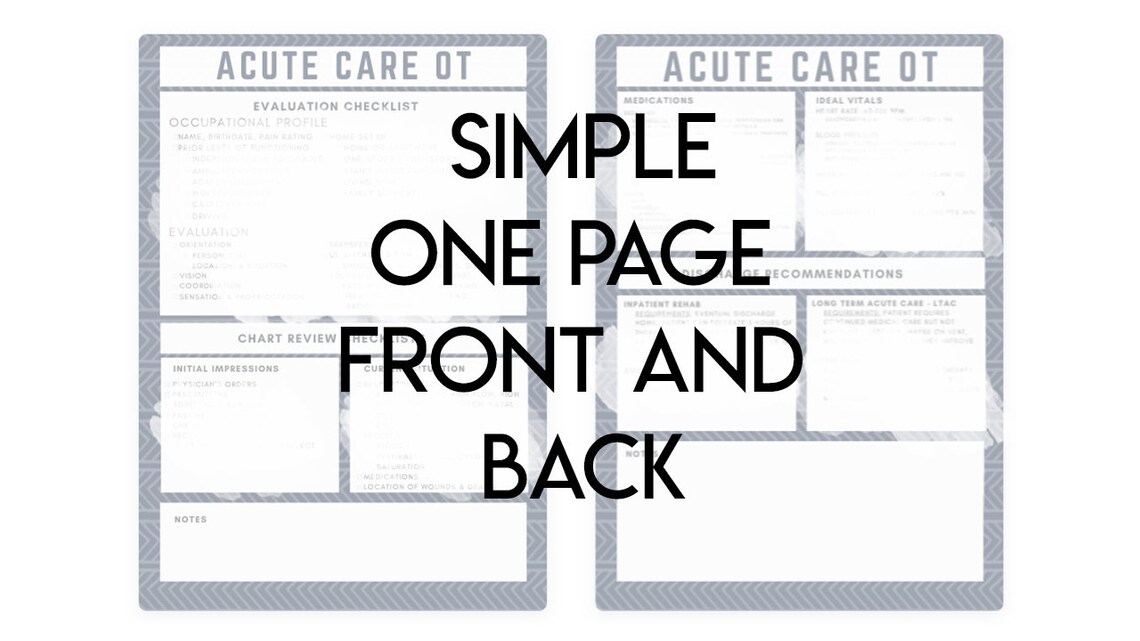Acute Care Occupational Therapy Cheat Sheet, Fieldwork 2, Fieldwork II ...