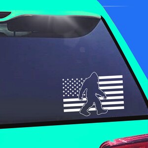 Bigfoot and American Flag Car Decal Sticker. Sasquatch Decal Sticker ...