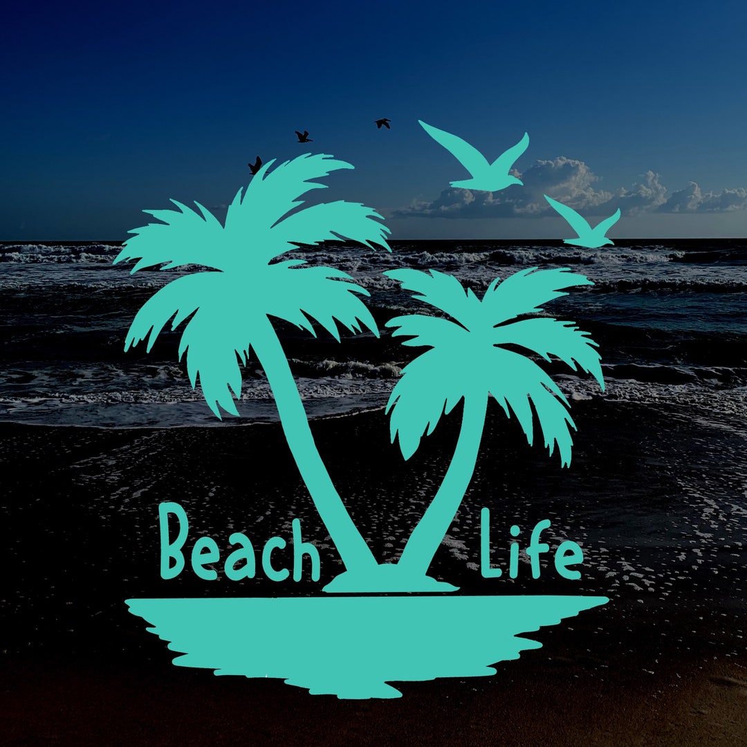 Beach Life Decal, Palm Trees Decal Sticker, Beach Decal, Decal for Car ...