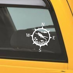Scuba Diver Compass Decal. Scuba Diver Car Decal. Apply to Car Windows ...