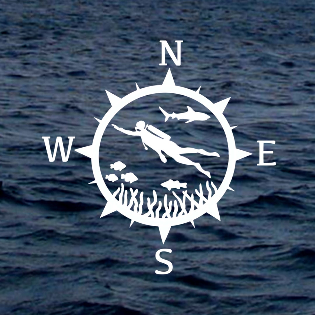 Scuba Diver Compass Decal. Scuba Diver Car Decal. Apply to Car Windows ...