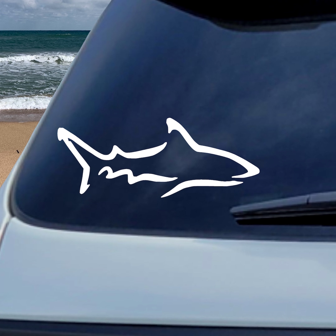 Shark Outline Decal: Waterproof Vinyl Car Window Sticker - Etsy