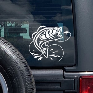 Bass Fishing Decal Sticker. Largemouth Bass Car Window Sticker. Jumping ...