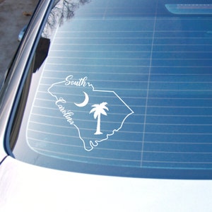 South Carolina Decal: Palm Tree & Moon Vinyl Car Window Sticker - Etsy