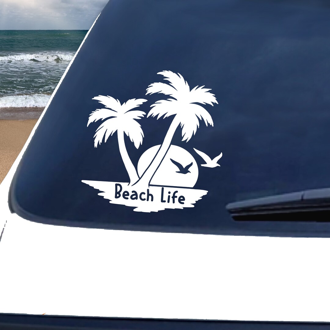 Palm Trees Beach Life Decal Sticker: Car Window Decor - Etsy