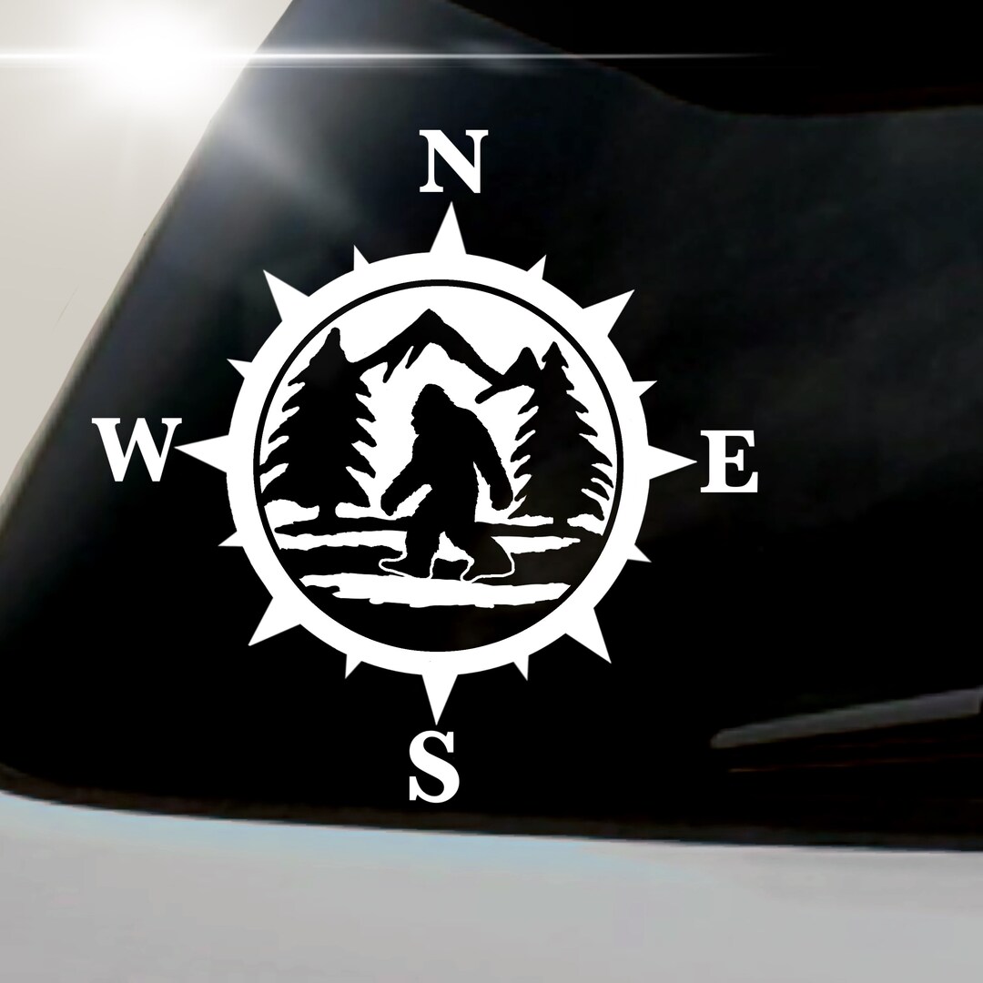 Bigfoot in Woods Compass Vinyl Decal: Waterproof Car Window Sticker - Etsy