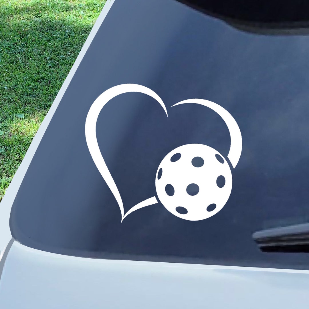 Pickleball Car Decal. Choose Yellow, White, Orange or Neon Ball Color ...