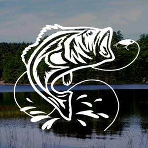 Bass Fishing Decal Sticker. Largemouth Bass Car Window Sticker. Jumping ...