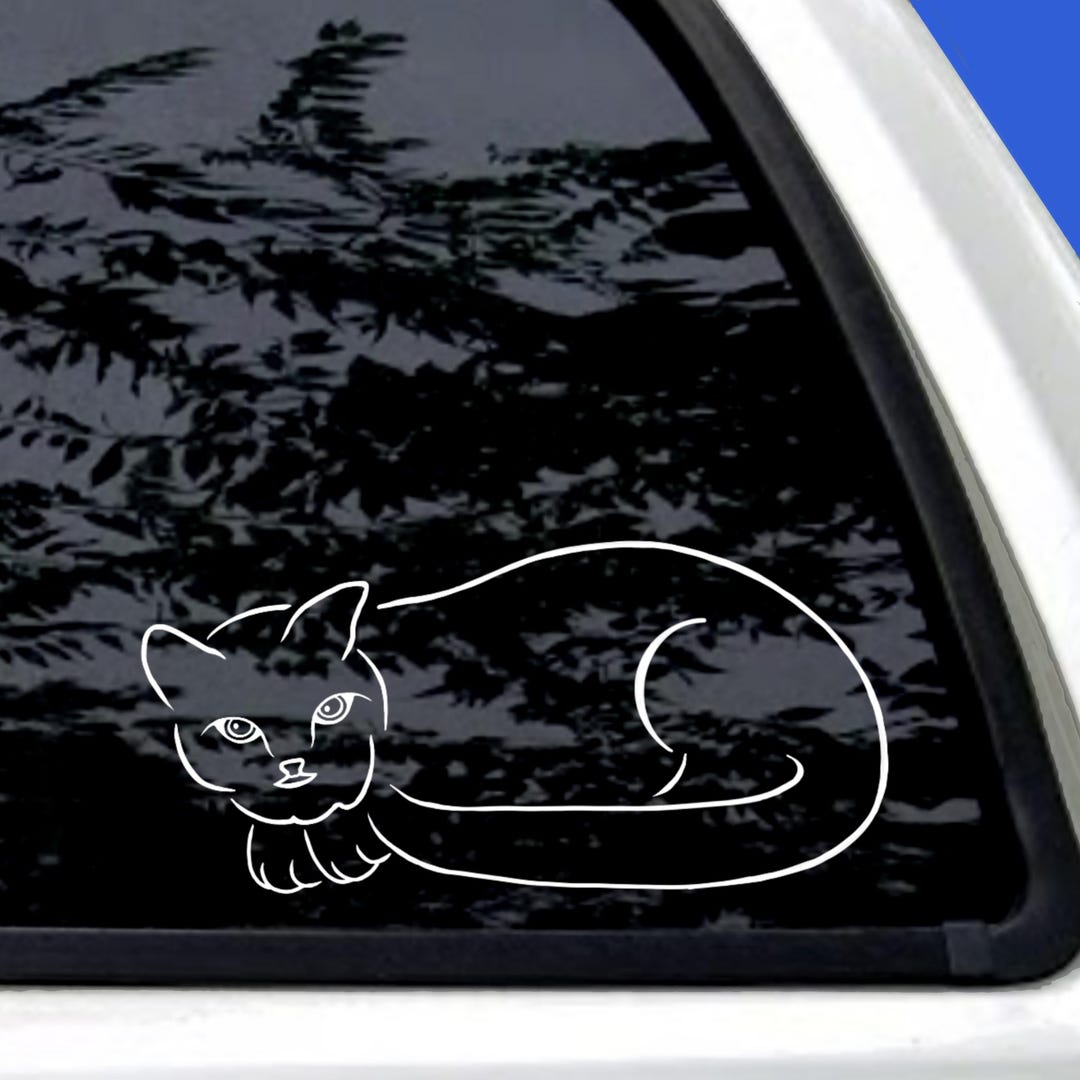 Minimalist Cat Car Window Decal: Cat Relaxing on the Rear Windshield ...