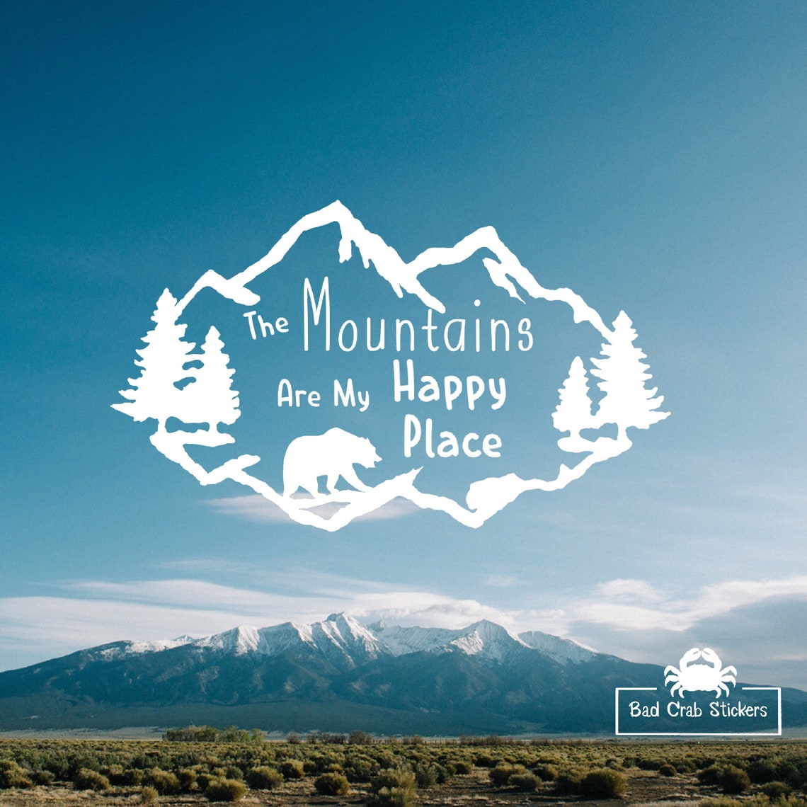 The Mountains Are My Happy Place Decal Sticker Car Windows | Etsy