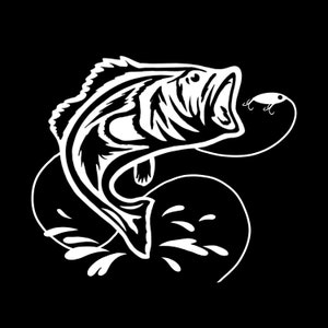 Bass Fishing Decal Sticker. Largemouth Bass Car Window Sticker. Jumping ...