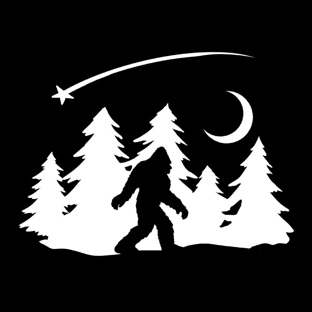 Bigfoot Vinyl Decal, Forest Moon Stars, Bigfoot Car Window, Bigfoot ...