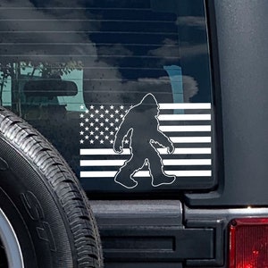 Bigfoot and American Flag Car Decal Sticker. Sasquatch Decal Sticker ...