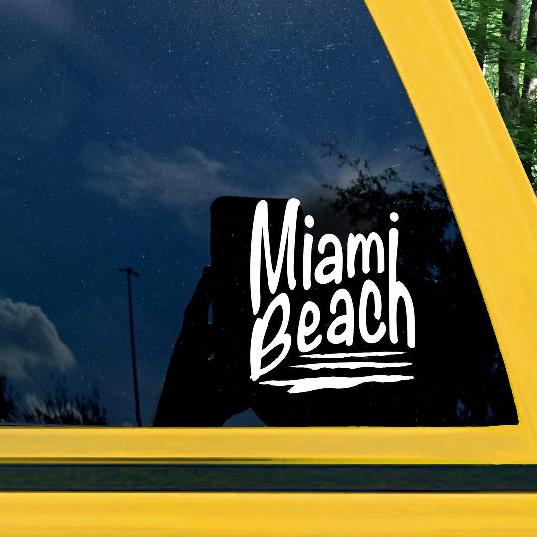 Miami Beach Vinyl Decal - for Your Car Window, Laptop or Waterbottle ...