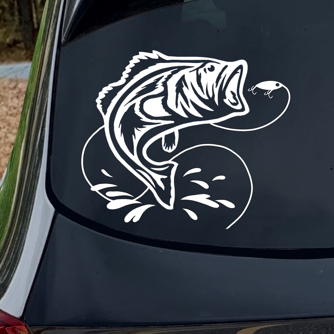 Bass Fishing Decal Sticker. Largemouth Bass Car Window Sticker. Jumping ...