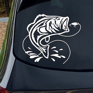 Bass Fishing Decal Sticker. Largemouth Bass Car Window Sticker. Jumping ...