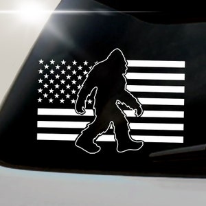 Bigfoot and American Flag Car Decal Sticker. Sasquatch Decal Sticker ...