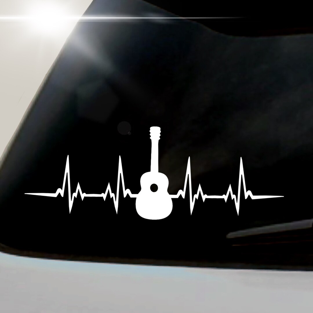 Acoustic Guitar Decal With EKG. Guitar Heartbeat Decal. Guitar Stickers ...