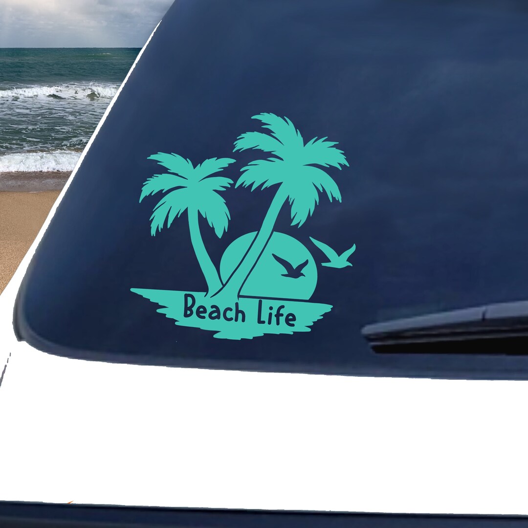 Beach Decal, Beach Sticker, Beach Life Decal, Palm Trees Decal Sticker ...