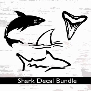 Shark Decal Sticker Bundle. Shark Outline Decal. Shark Fin Decal ...