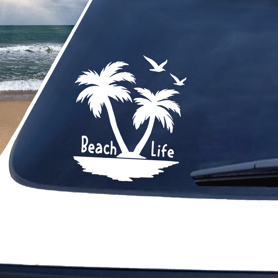 Beach Life Decal, Palm Trees Decal Sticker. - Etsy